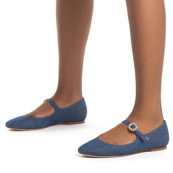 Larroude | Shoes | New Larroud Womens Blair Mary Jane Ballet Flats In Denim | Poshmark